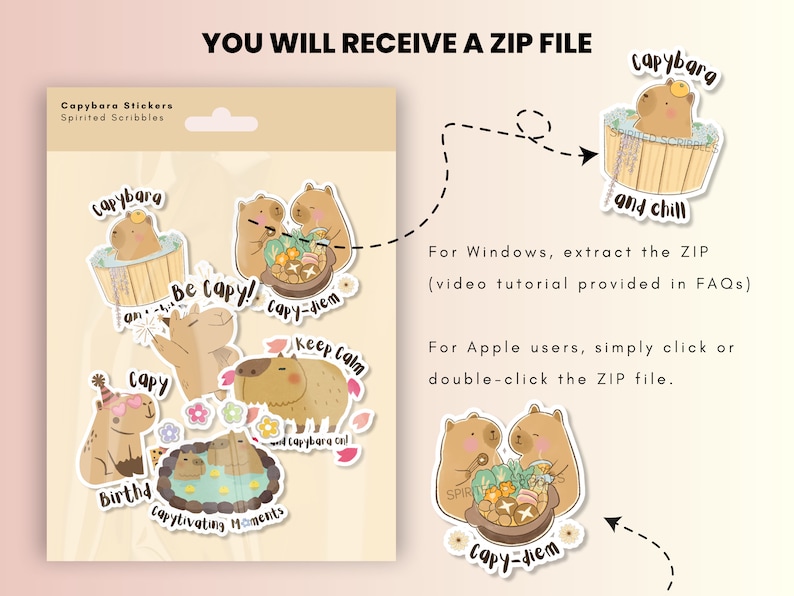 Capybara Sticker Set, Cute Animal Digital Stickers, Goodnotes, PNG ...