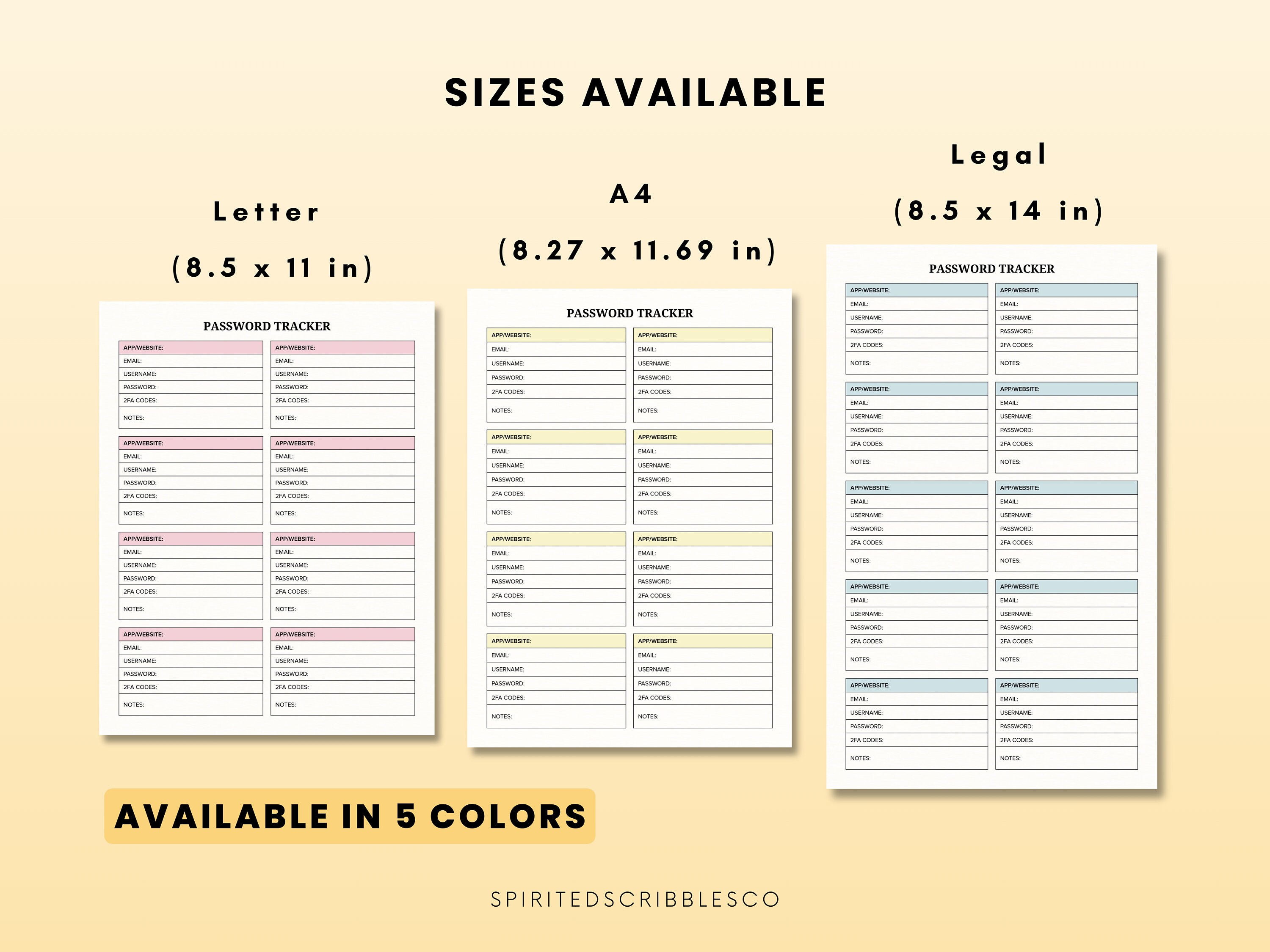 Password Tracker Printable Pastel Passwords Organizer List Template ...