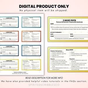 Printable POTS Card Postural Orthostatic Tachycardia Syndrome Awareness ...