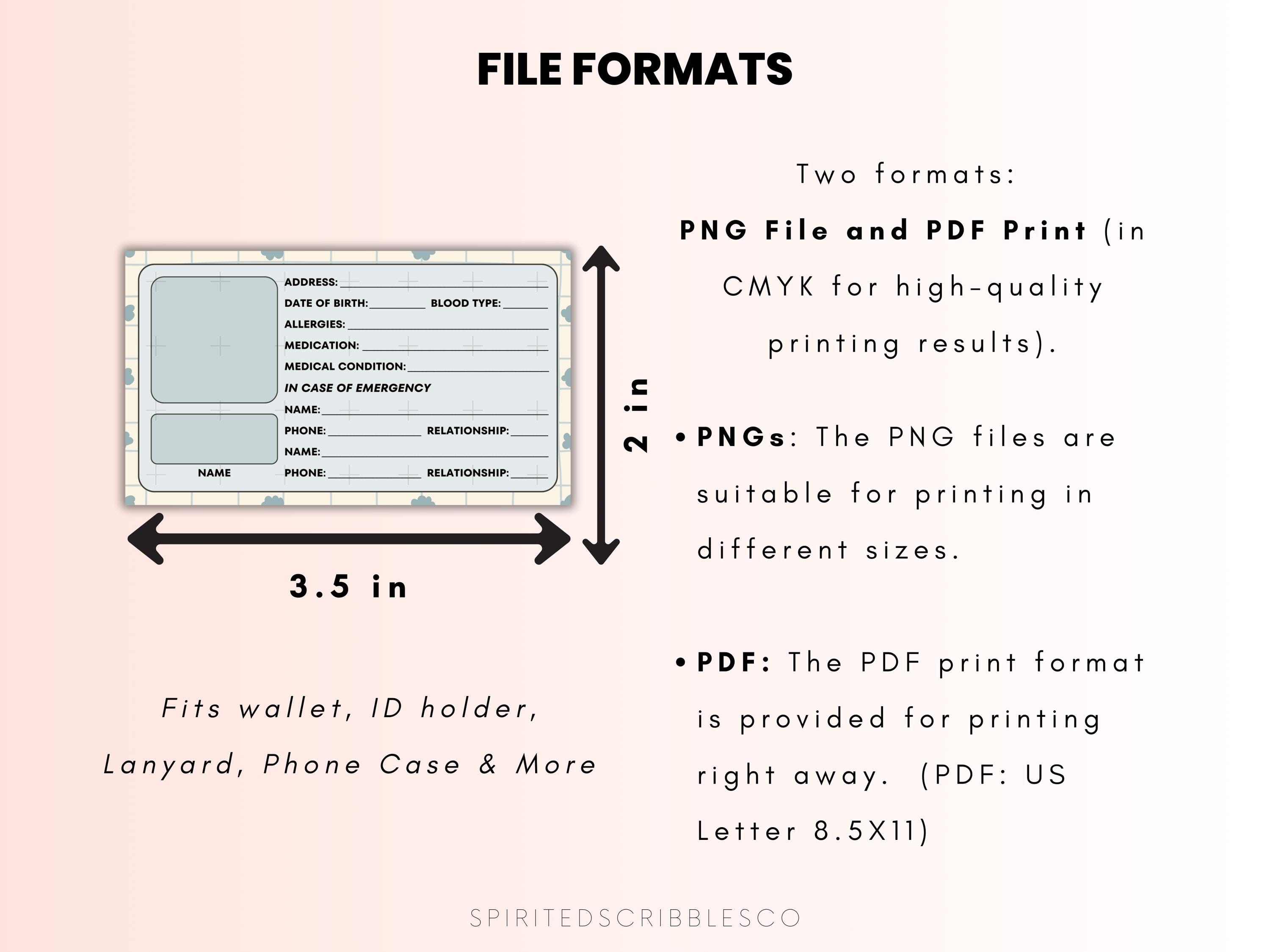 Kids Printable Emergency Card in Case of Emergency ICE Tag Contacts ...
