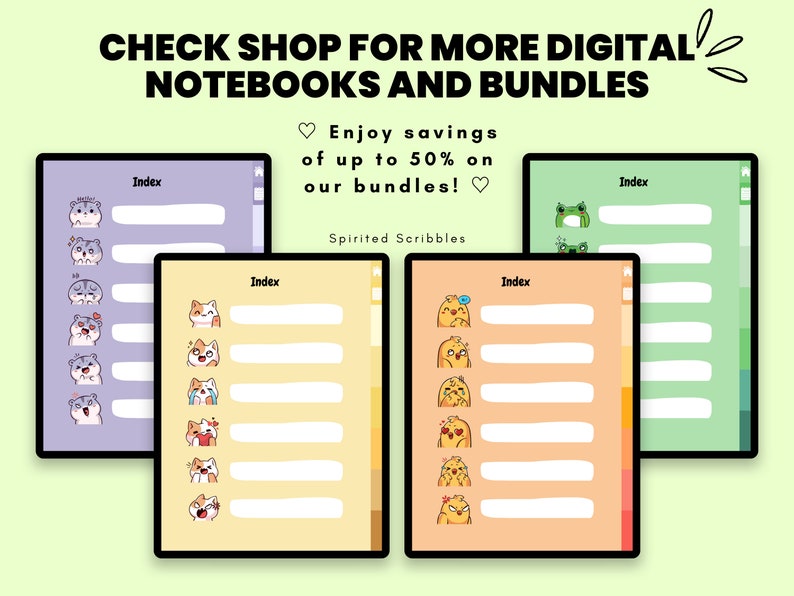 Frog Digital Notebook With Tabs & Covers Fully Hyperlinked, Kawaii ...