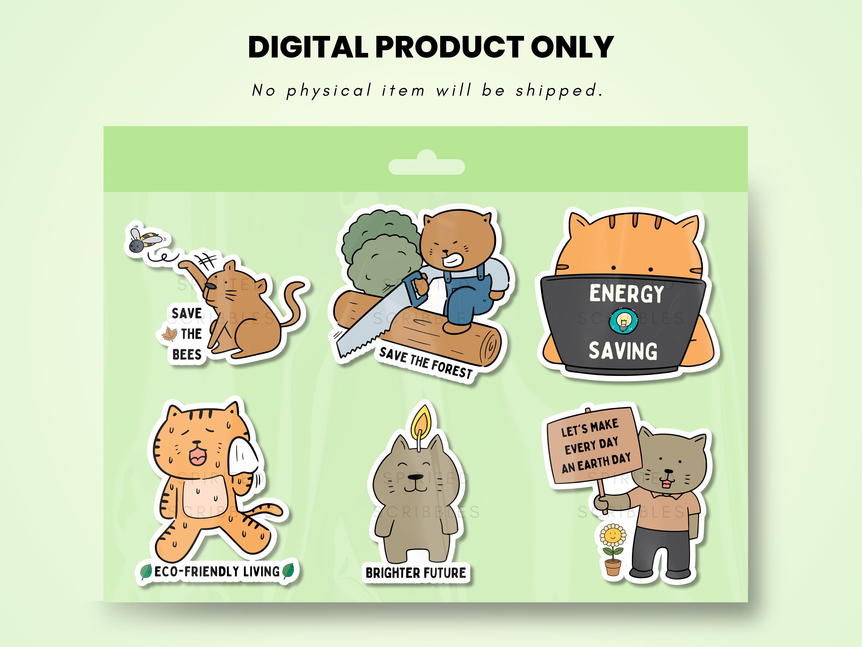 Earth Day Stickers, Digital & Printable Sticker, Goodnotes File, PNG ...