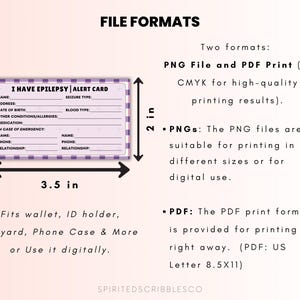 Printable Epilepsy Card Medical Alert Cards Epilepsy Seizure Awareness ...