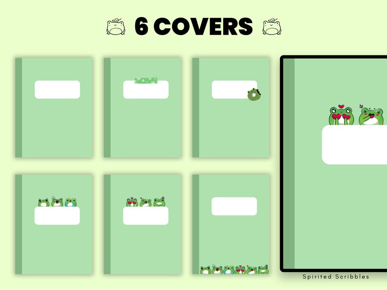Frog Digital Notebook With Tabs & Covers Fully Hyperlinked, Kawaii ...