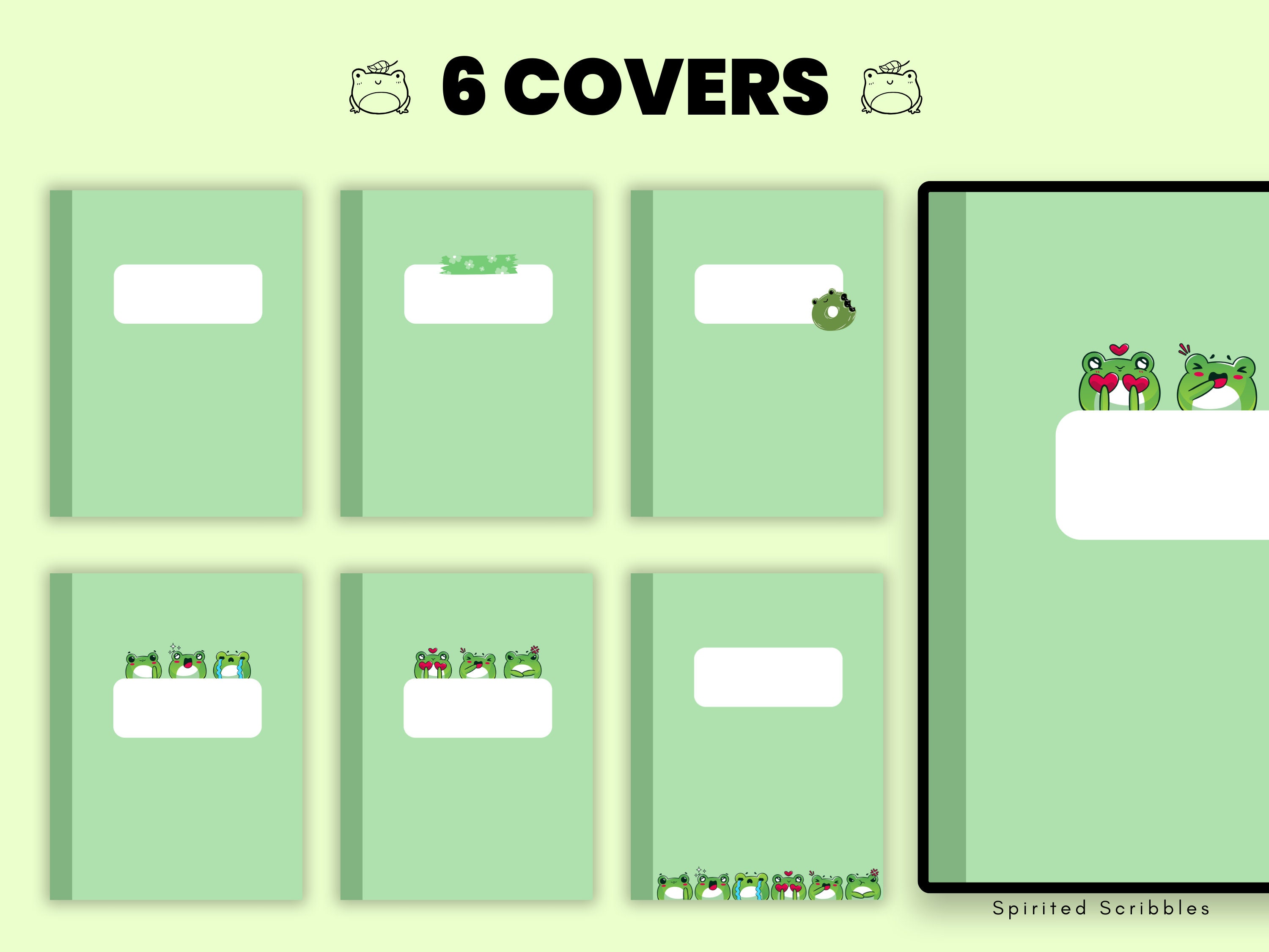 Frog Digital Notebook With Tabs & Covers Fully Hyperlinked, Kawaii ...