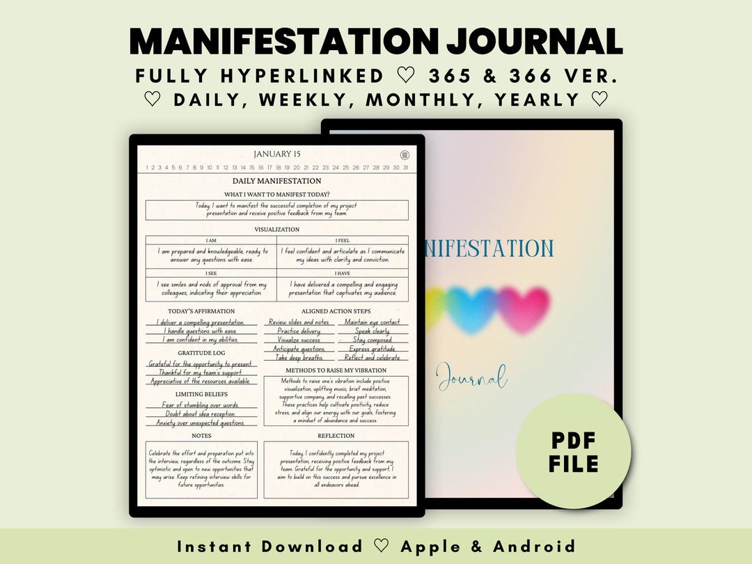 Manifestation Digital Journal 365 and 366-day 2025 Hyperlinked PDF ...