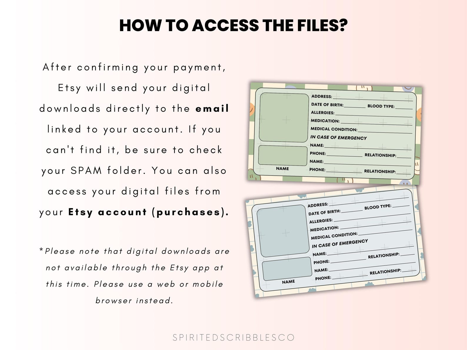 Kids Editable Emergency Card in Case of Emergency ICE Tag Contacts ...