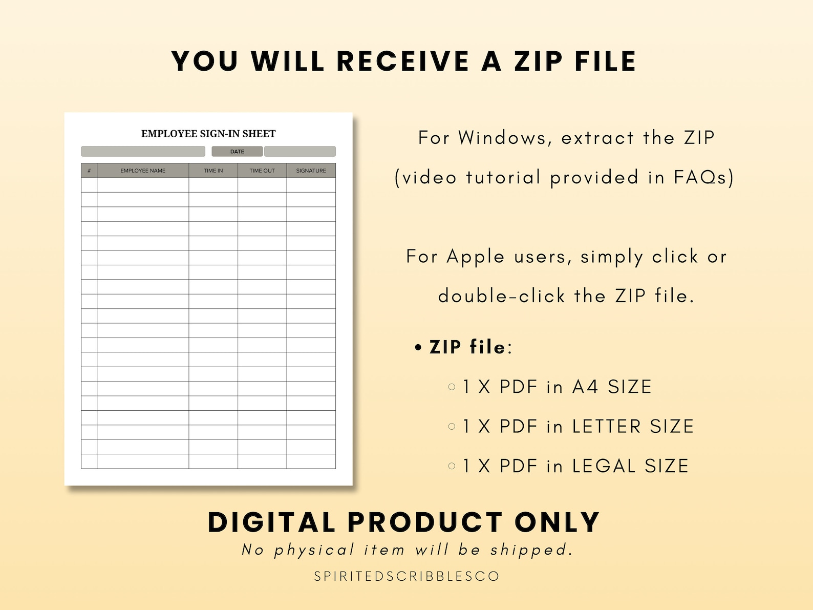 Employee Sign-in Sheet Printable Employee Time in Time Out Tracker ...