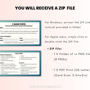 Printable POTS Card Postural Orthostatic Tachycardia Syndrome Awareness ...