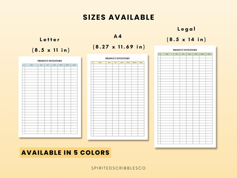 Product Inventory Tracker Printable Inventory Log Management Product ...