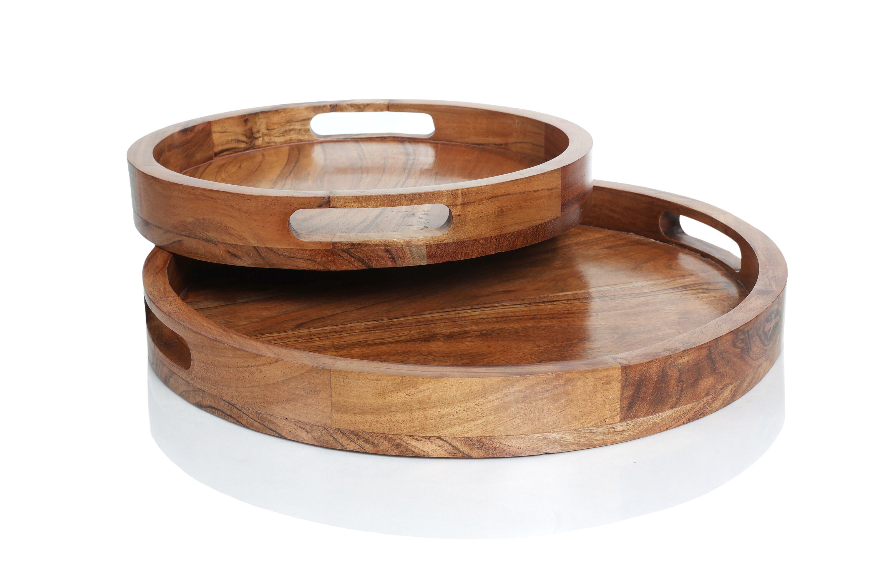 Wooden Round Serving Trays set of 2 - Etsy