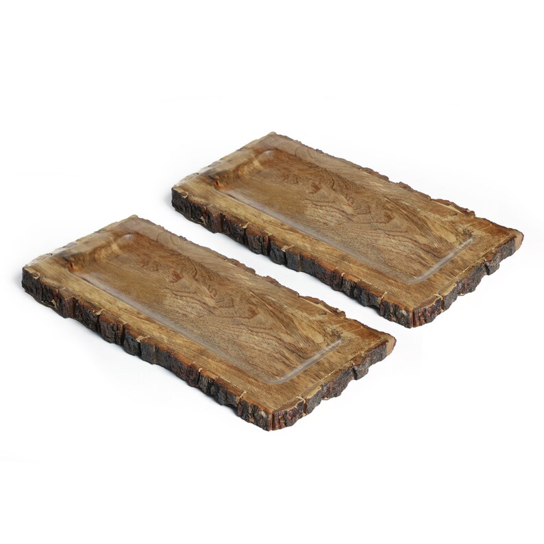 Large Natural Wood Tree Trunk Rectangular Serving Plate With - Etsy