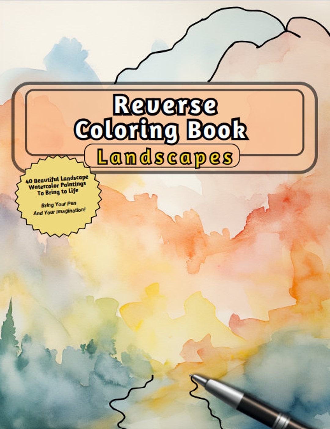 Beginner Reverse Coloring Pages Landscapes Printable Backwards Coloring ...