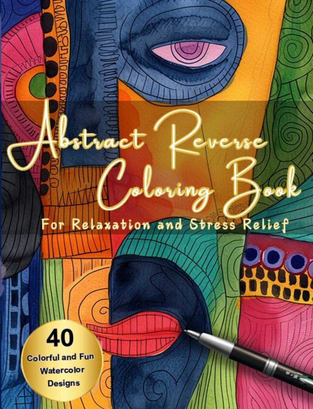 Beginner Reverse Abstract Coloring Pages for Relaxation and Stress ...