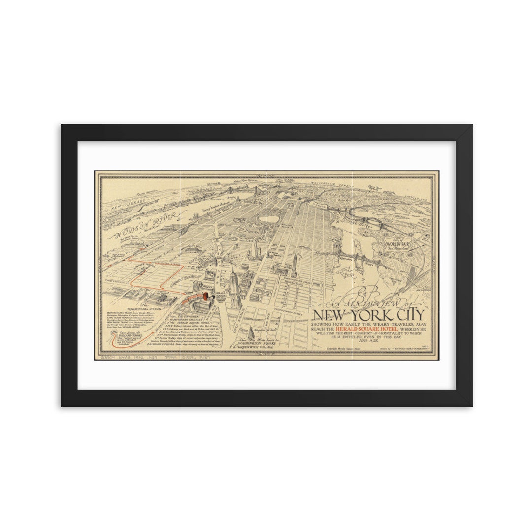 Vintage New York Aerial Poster - Etsy