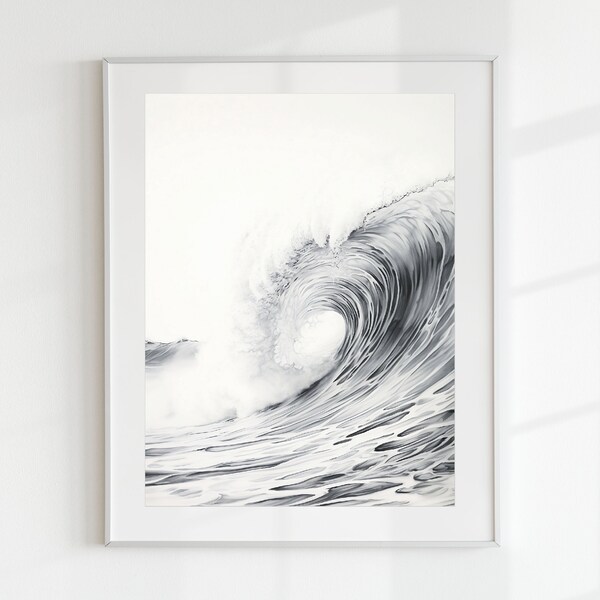 Waves Black and White - Etsy