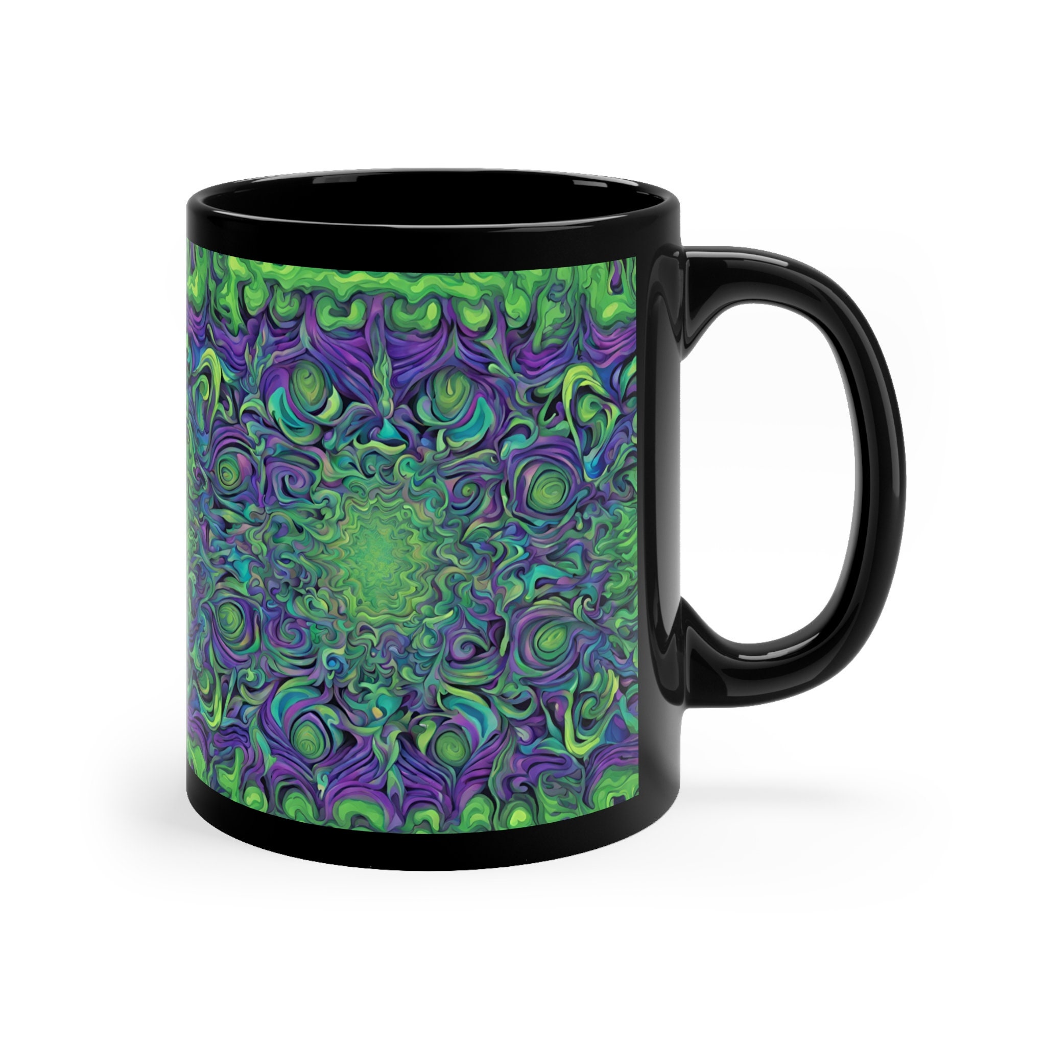 Psychedelic Sade Green Blue Purple 11oz Black Mug - Etsy
