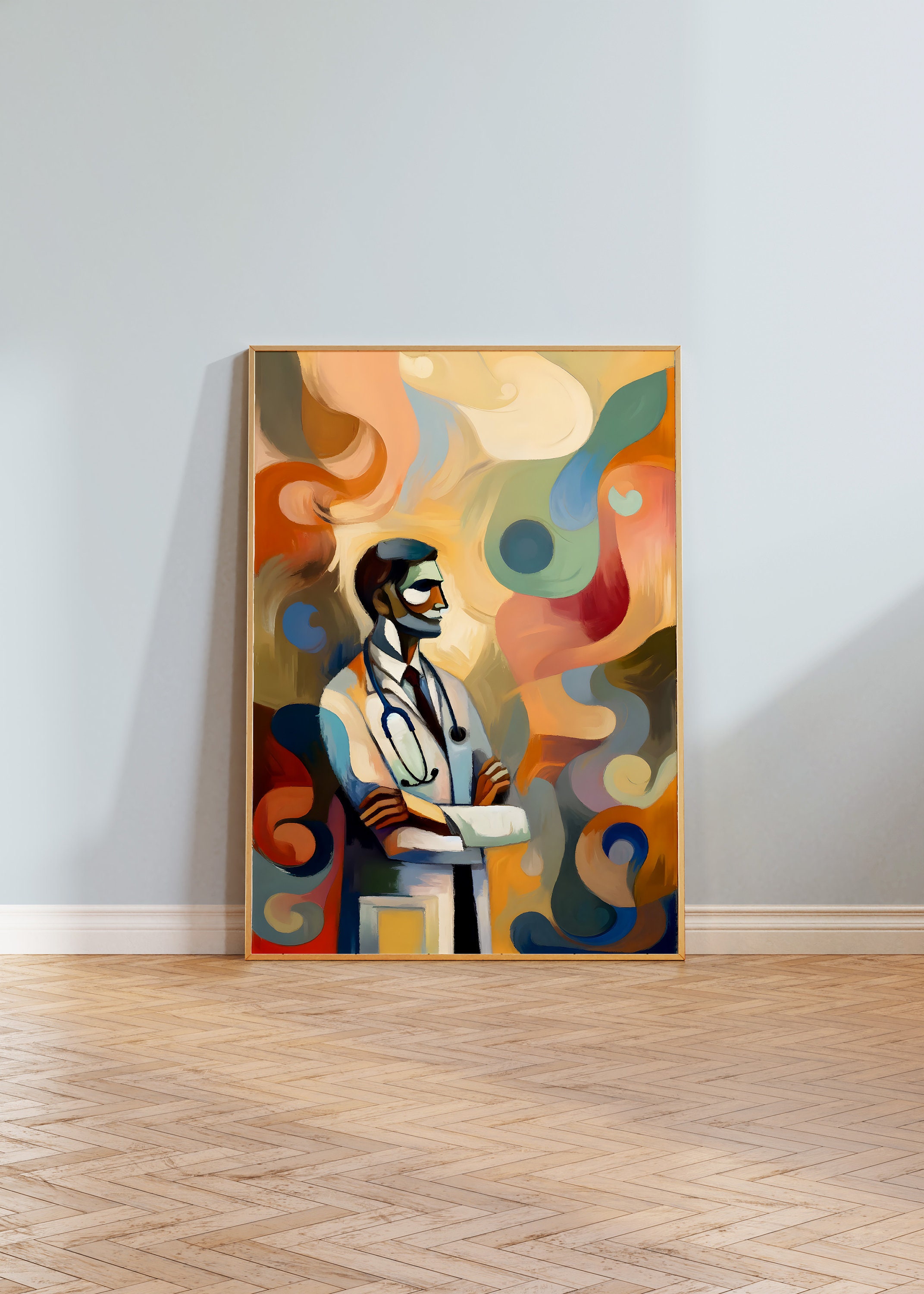 Doctor Portrait Art - Expressionist Medical Person Canvas - Vibrant ...