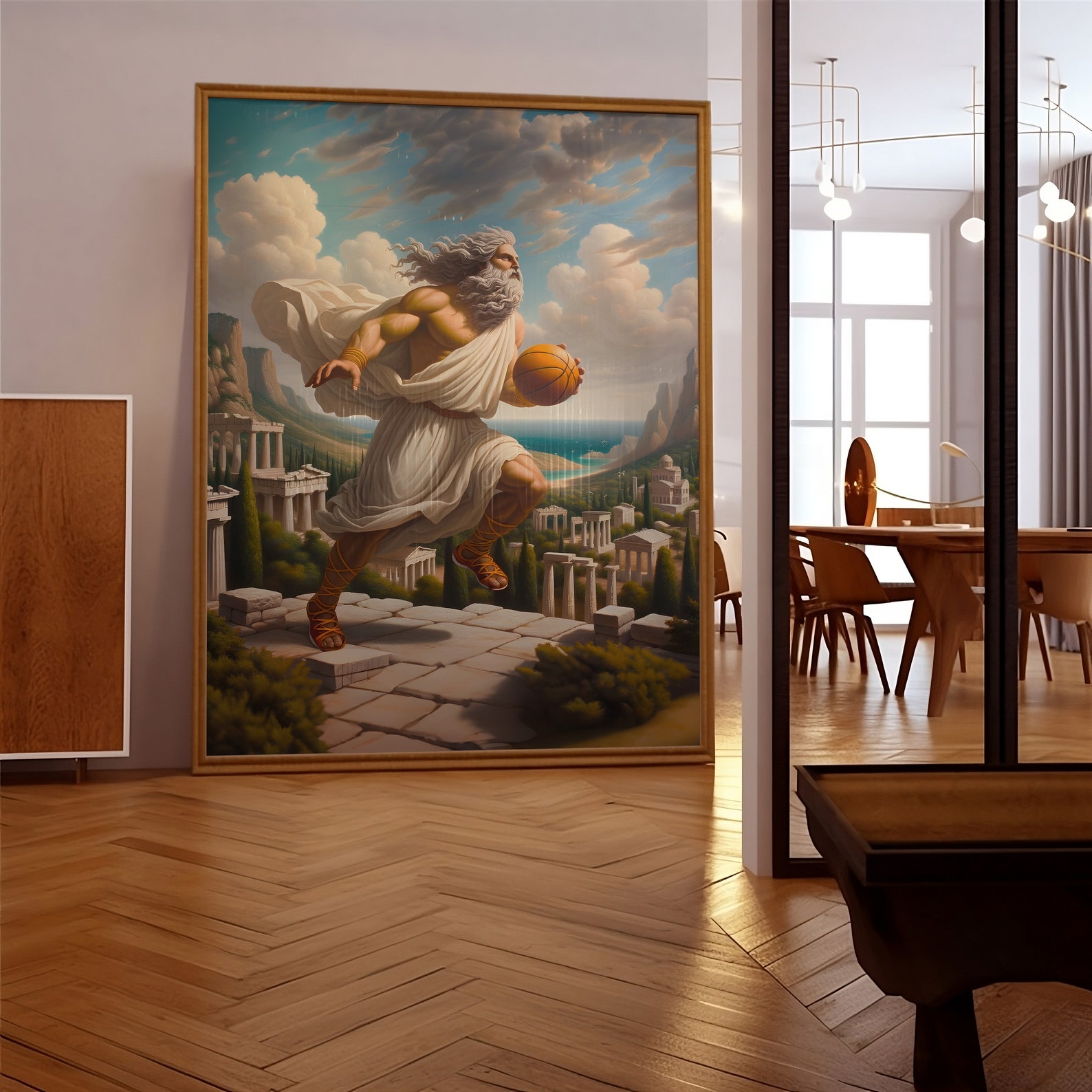 Mythical Basketball Deity Art Print - Greek God Basketball Illustration ...