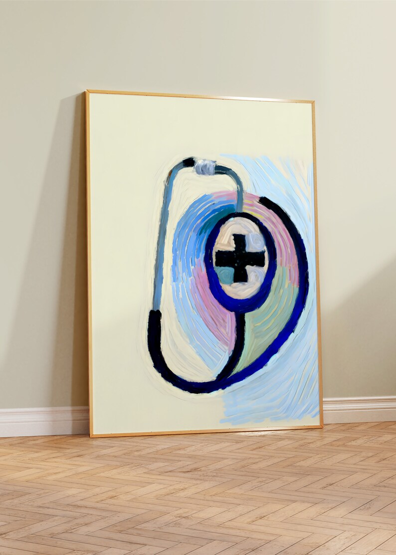 Expressionist Stethoscope Art Print - Abstract Medical Tool Canvas ...