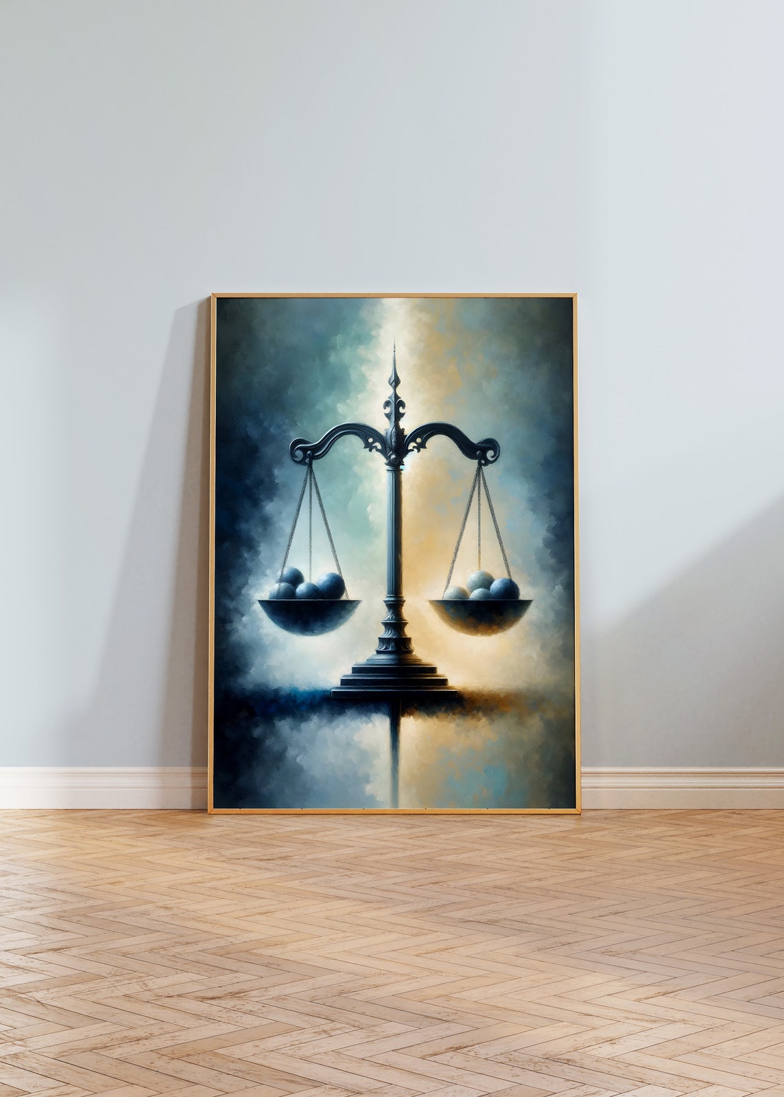 Elegant Scales of Justice Artwork, Symbolic Legal Balance Print ...