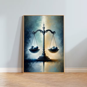 Elegant Scales of Justice Artwork, Symbolic Legal Balance Print ...