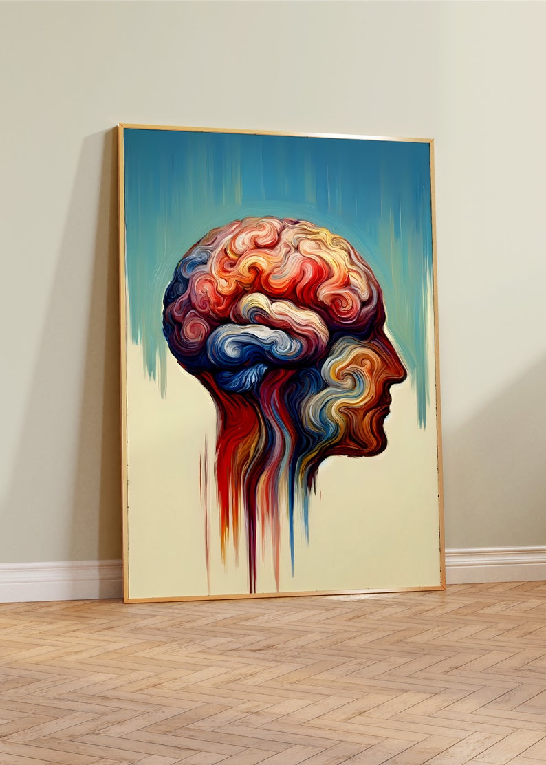 Abstract Brain Expressionist Art Print Colorful Mind Illustration ...