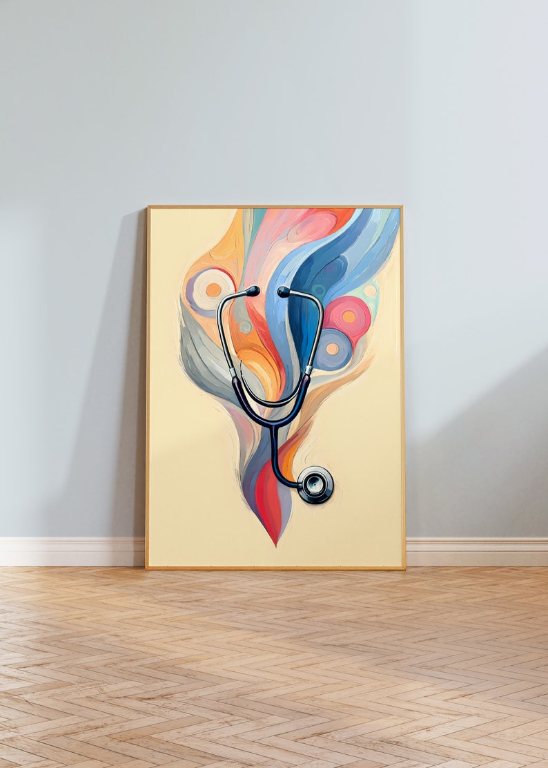 Abstract Stethoscope Art Print - Vibrant Medical Office Decor - Doctor ...