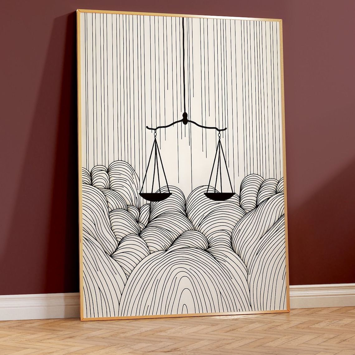 Balanced Scales of Justice Line Art - Minimalist Legal Symbol ...