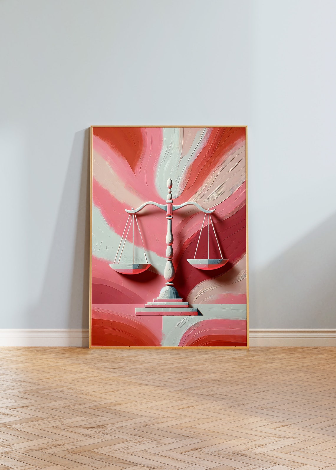 Scales of Justice Art - Pink and White Law Decor - Modern Legal Canvas ...