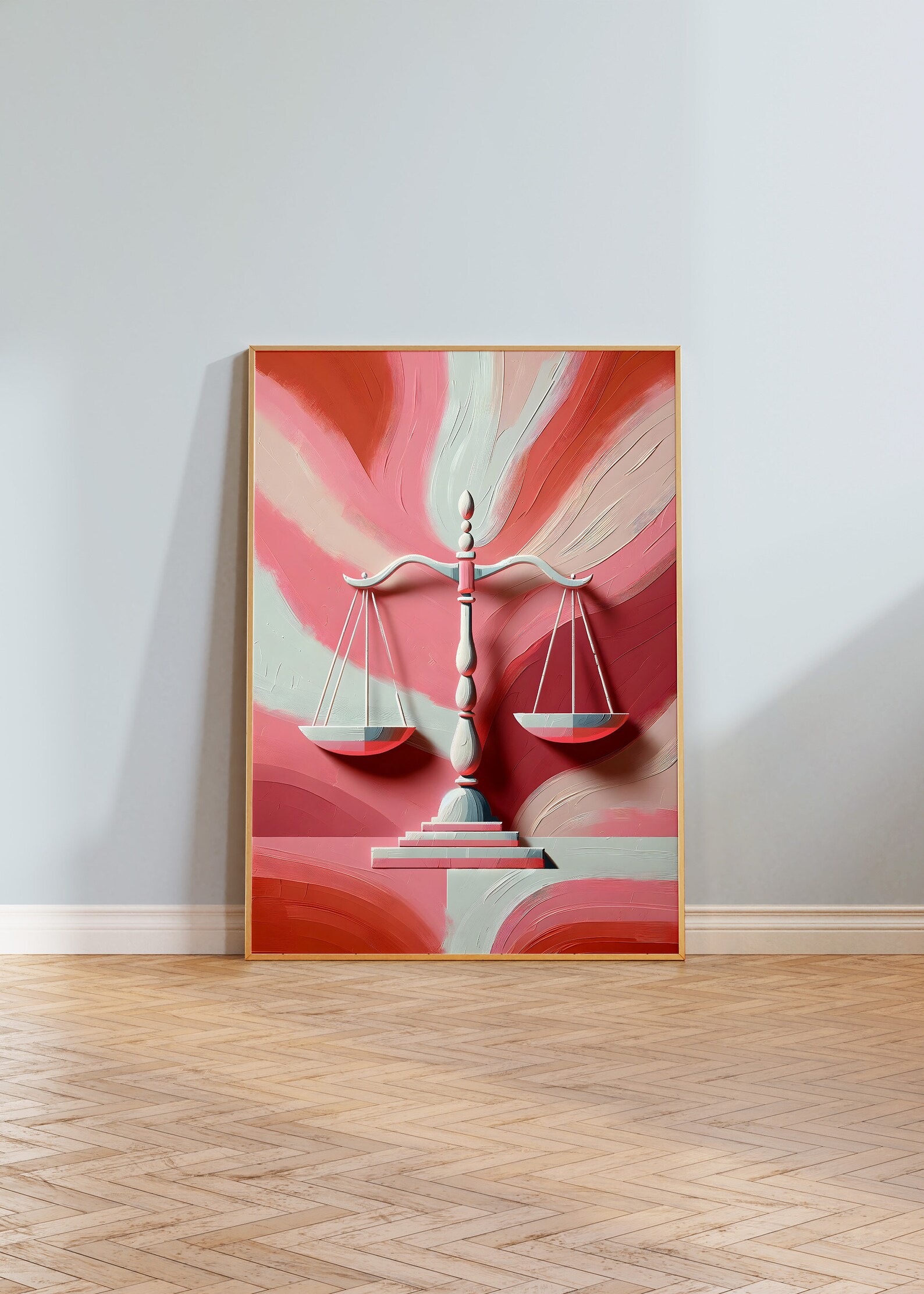 Scales of Justice Art - Pink and White Law Decor - Modern Legal Canvas ...