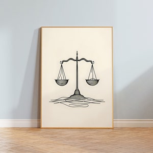 Minimalist Scales of Justice Line Art - Modern Law Office Decor Print ...