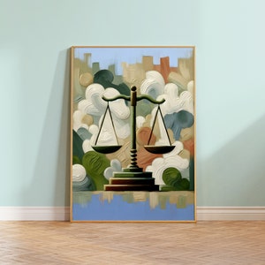 Impasto Scales of Justice Art - Abstract Legal Balance Painting ...