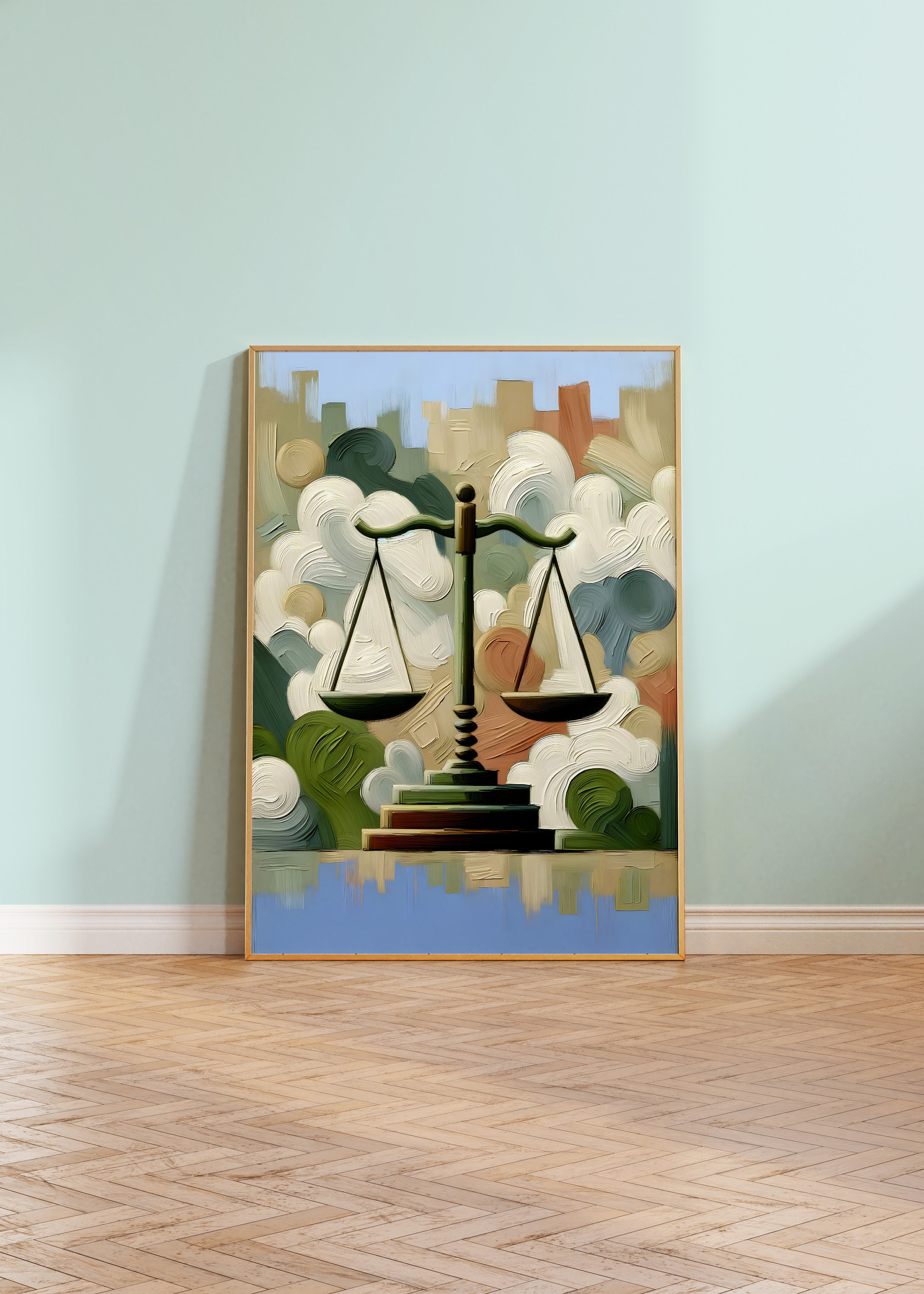Impasto Scales of Justice Art - Abstract Legal Balance Painting ...