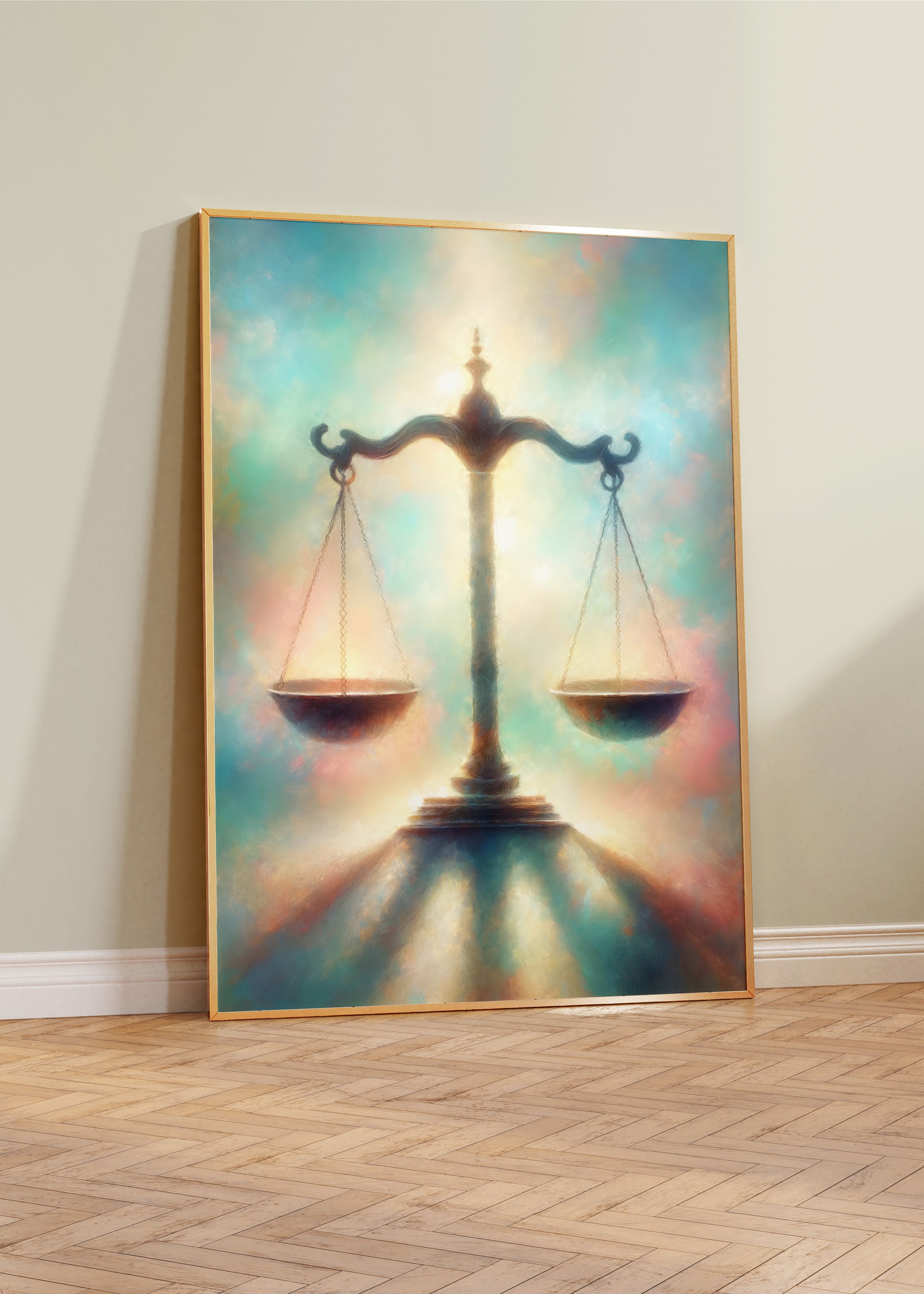Pastel Impressionist Scales of Justice Art - Ethereal Balance Painting ...
