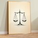 Minimalist Scales of Justice Art Print | Lawyer Office Decor | Balance ...