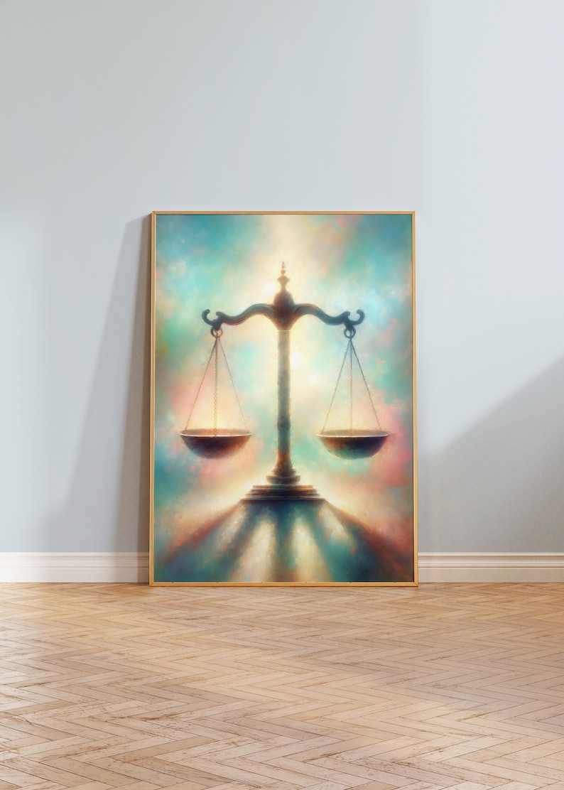 Pastel Impressionist Scales of Justice Art - Ethereal Balance Painting ...