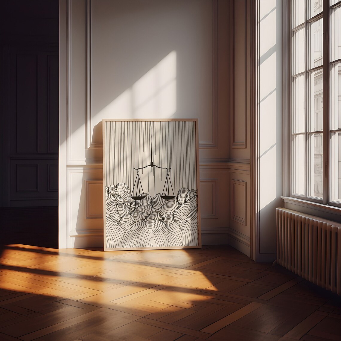 Balanced Scales of Justice Line Art Minimalist Legal Symbol ...