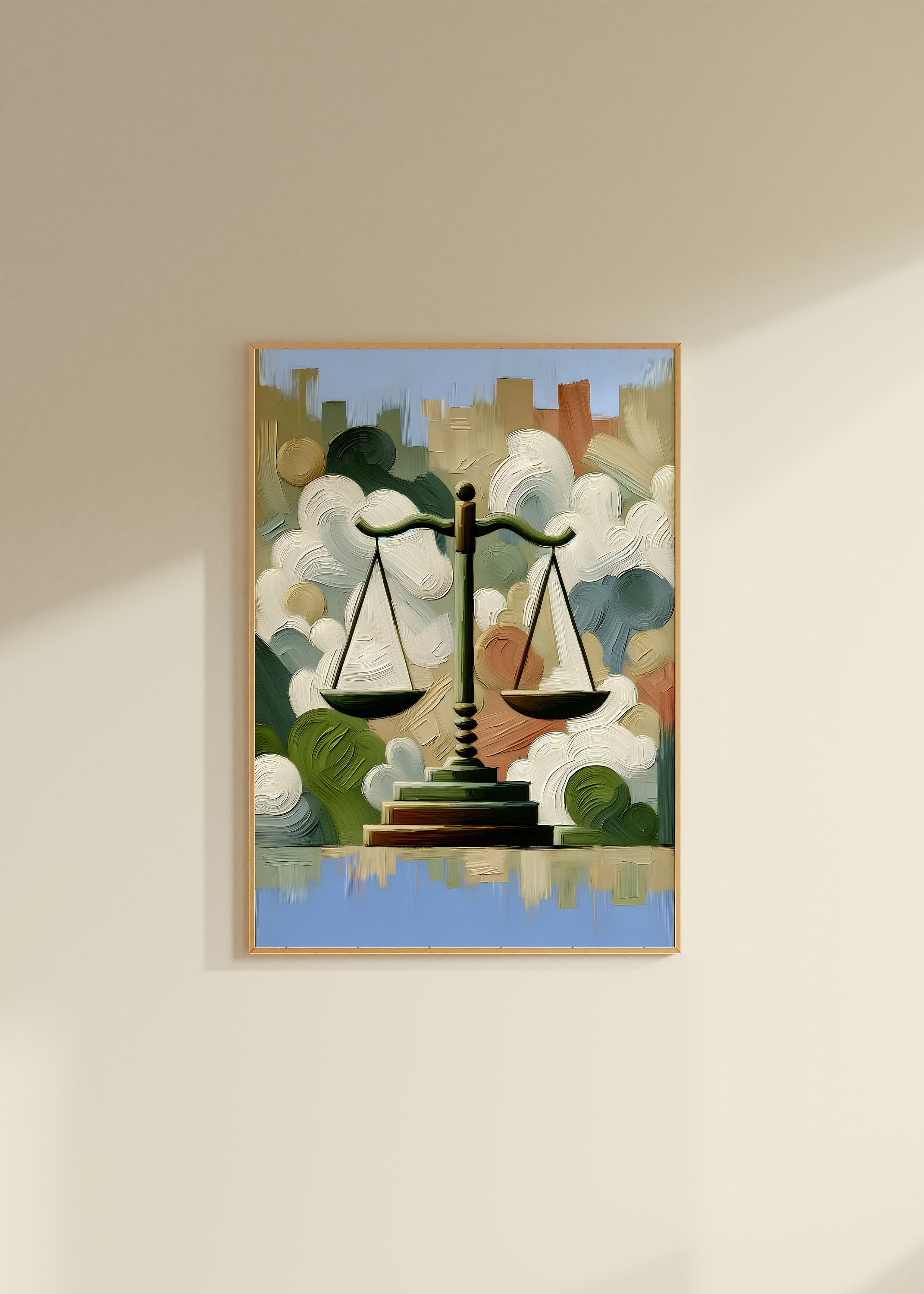 Impasto Scales of Justice Art - Abstract Legal Balance Painting ...