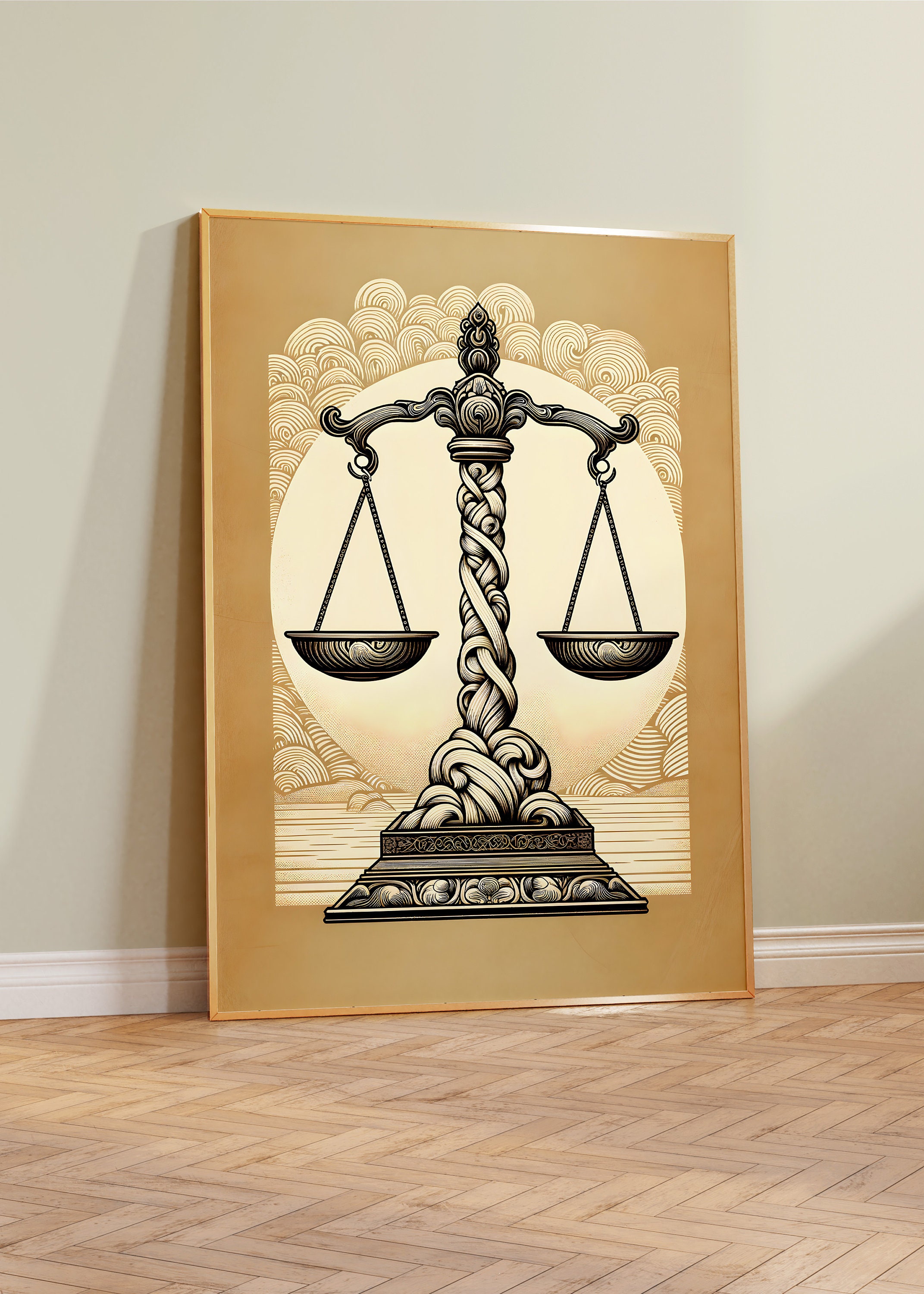 Justice Scale Art - Aesthetic Legal Decor - Scales of Justice Poster ...