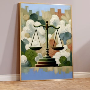 Impasto Scales of Justice Art - Abstract Legal Balance Painting ...