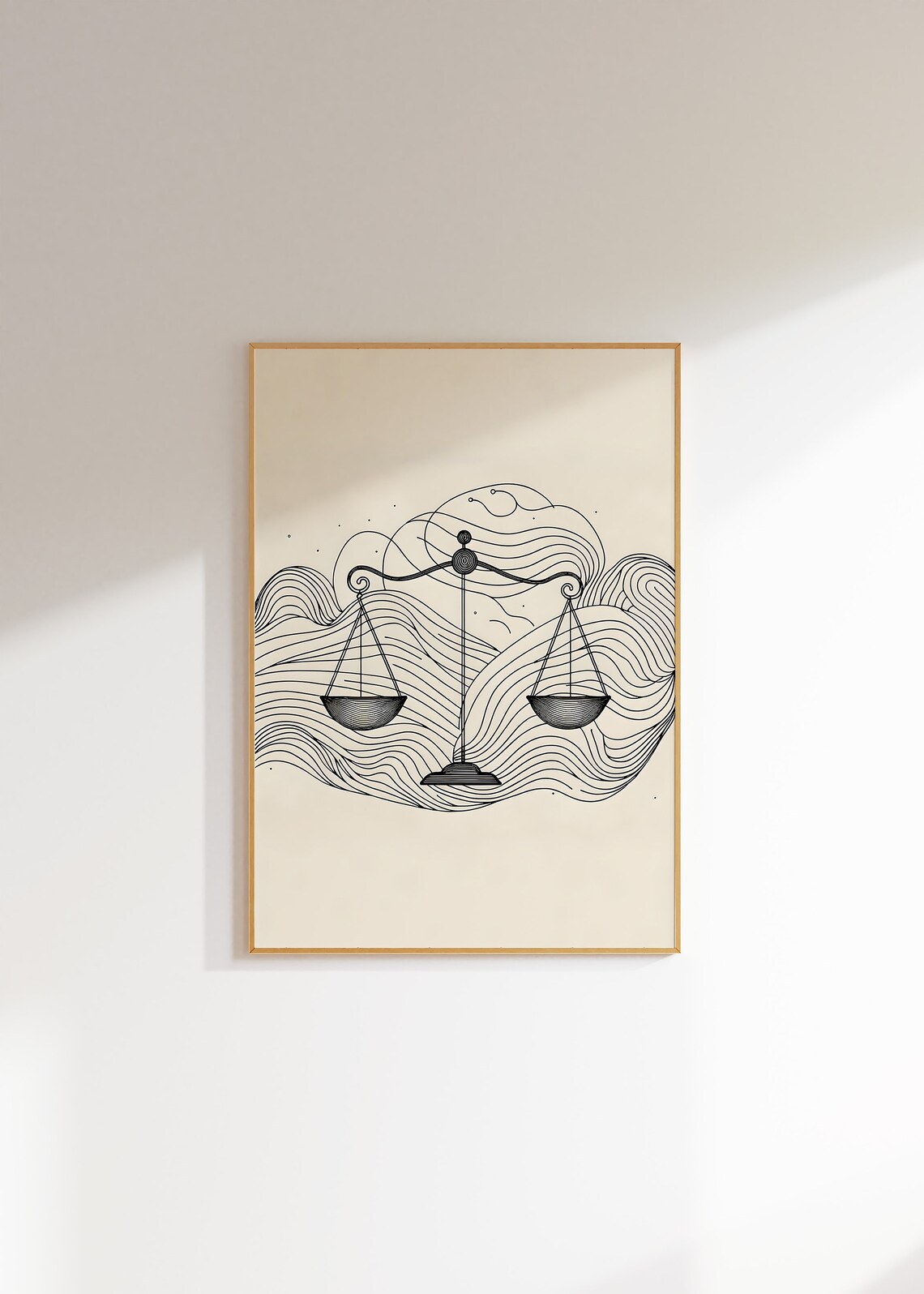 Minimalist Scales Line Art Print - Abstract Justice Drawing - Delicate ...