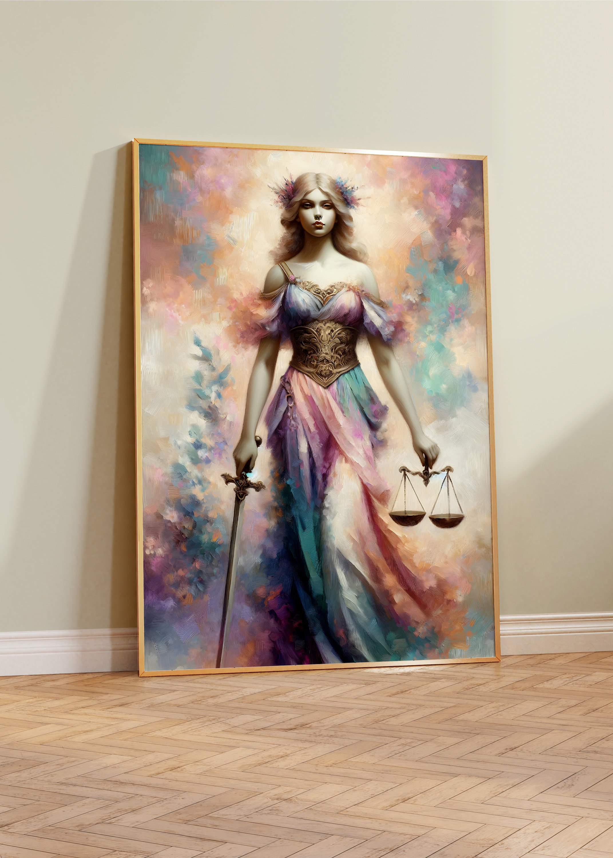Elegant Scales of Justice Artwork, Symbolic Legal Balance Print ...