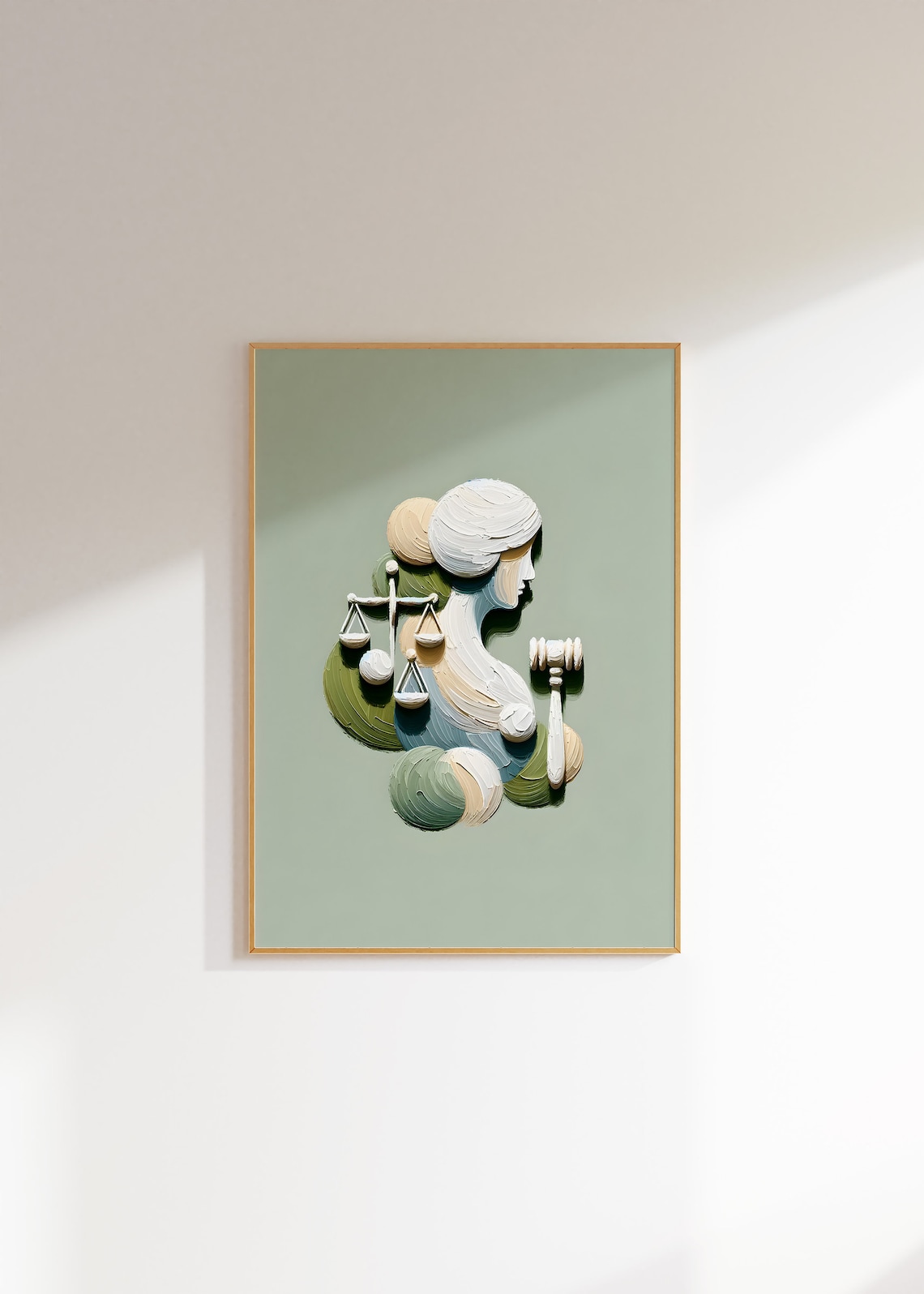 Impasto Justice Theme Art Print - Minimalist Lady Justice Wall Art ...