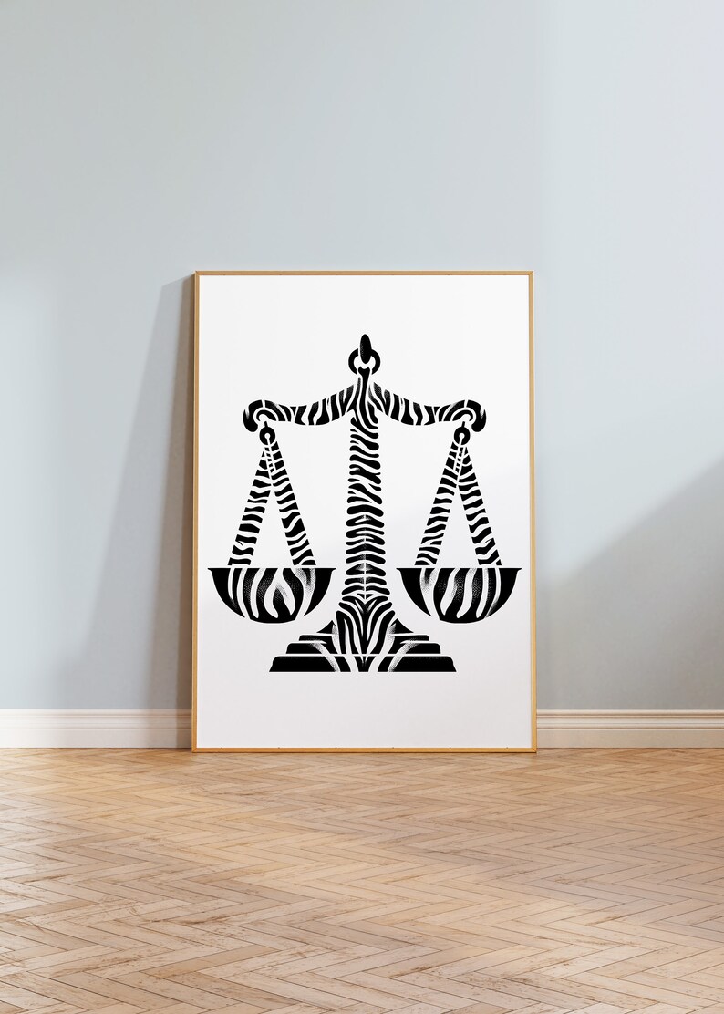 Zebra Pattern Scales of Justice Art | Legal Symbol Poster | Law Office ...