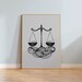 Scales of Justice Line Art | Legal Print | Minimalist Lawyer Office ...