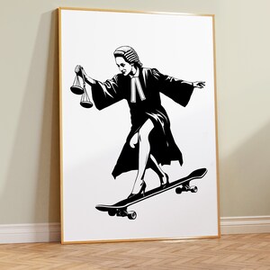 Skateboarding Lawyer Art | Law Student Art | Scales of Justice Print ...