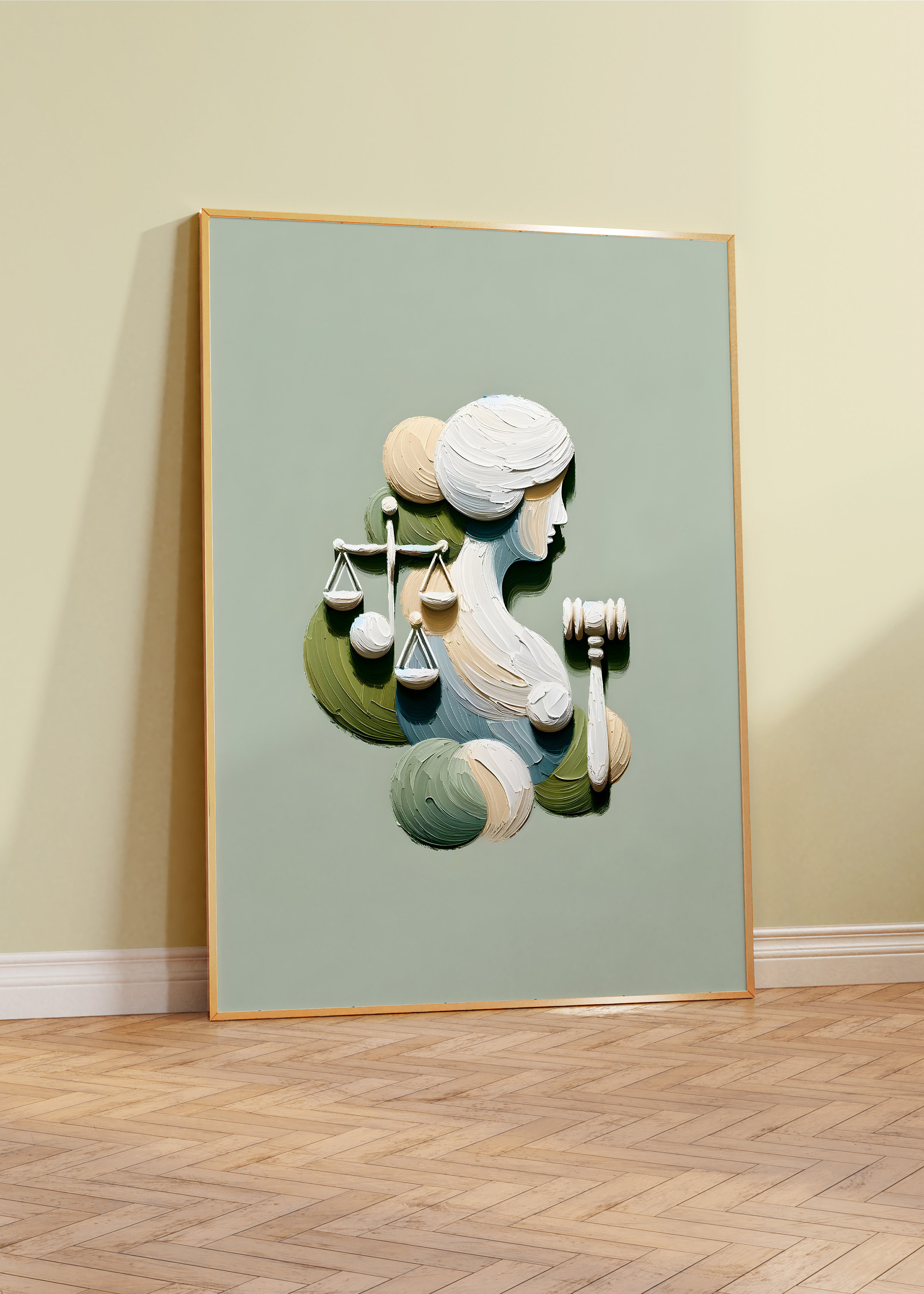 Impasto Justice Theme Art Print - Minimalist Lady Justice Wall Art ...