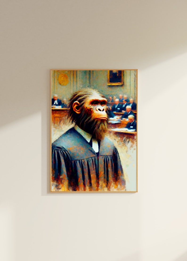 Impressionist Lawyer Neanderthal Art - Courtroom Drama Canvas Print ...