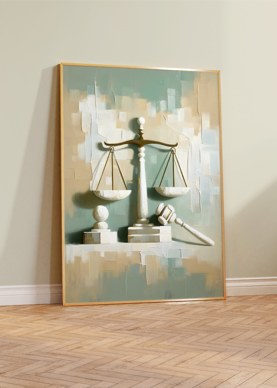 Minimalist Justice Scales Art - Pastel Impasto Gavel Print - Abstract ...